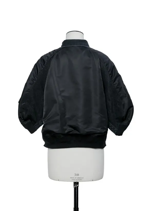 Sacai Denim Twill Jacket With Patchwork Design - Black