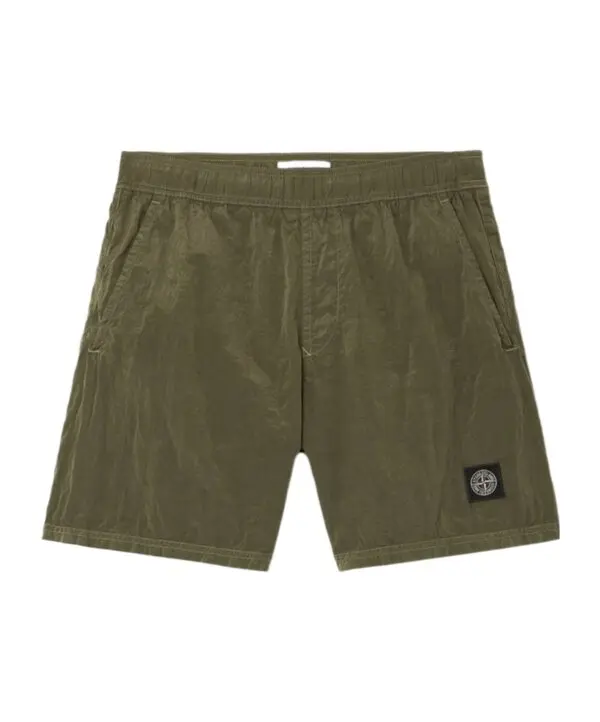Stone Island Logo Patch Swim Shorts - Military Green