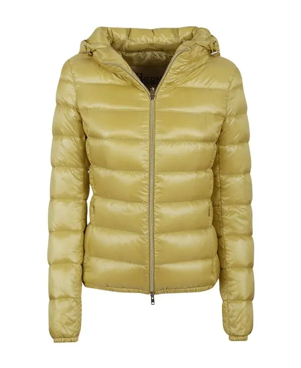 Herno Zip-up Padded Jacket With Drawcord Hood - Nude