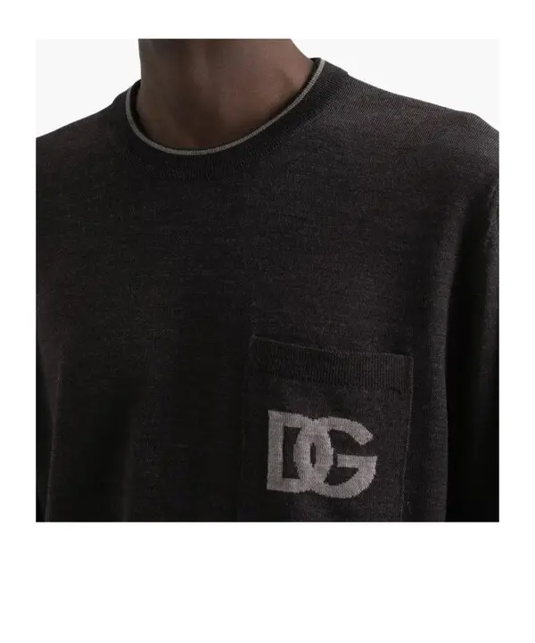 Dolce & Gabbana Logo Intarsia Crewneck Knitted Jumper - Black