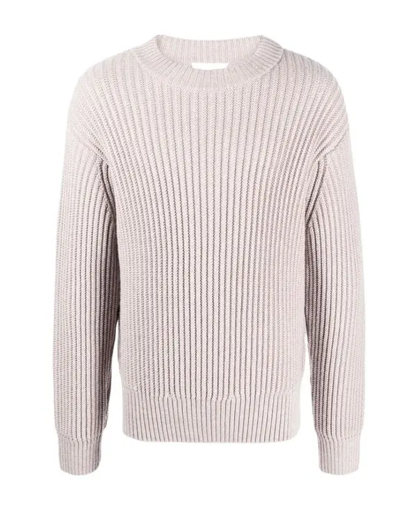 Ami Ribbed-knit Crew-neck Jumper - Pink