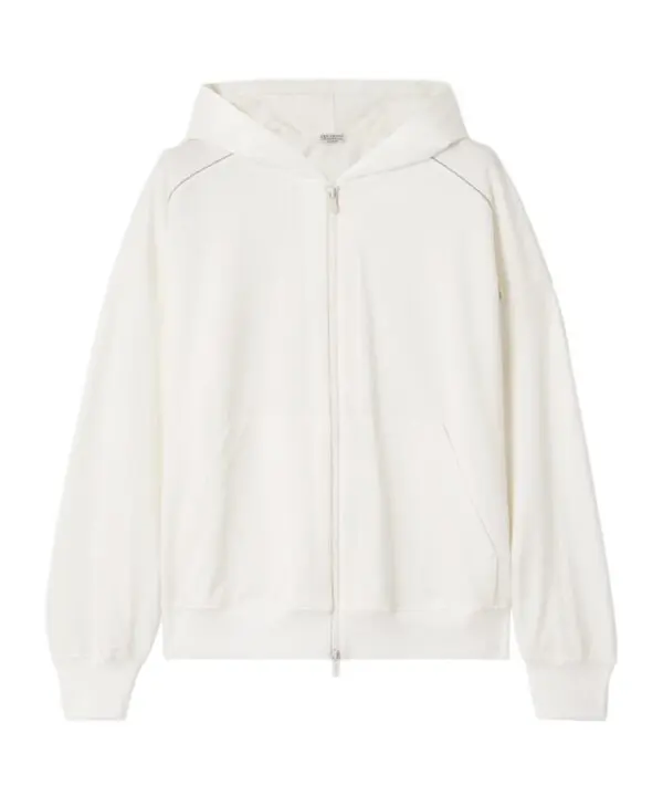 Brunello Cucinelli Monili Embellished Zip Hoodie