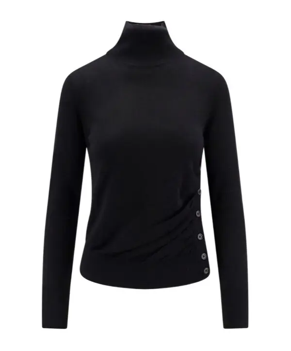 Pinko High-neck Knitted Jumper With Decorative Side Buttons