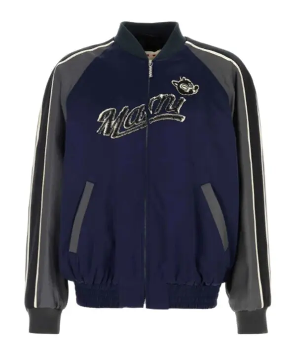 Marni Logo Flocked Zip Up Jacket