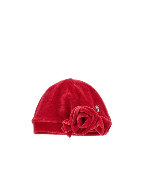 Monnalisa Logo-embellished Cotton Beanie - Red