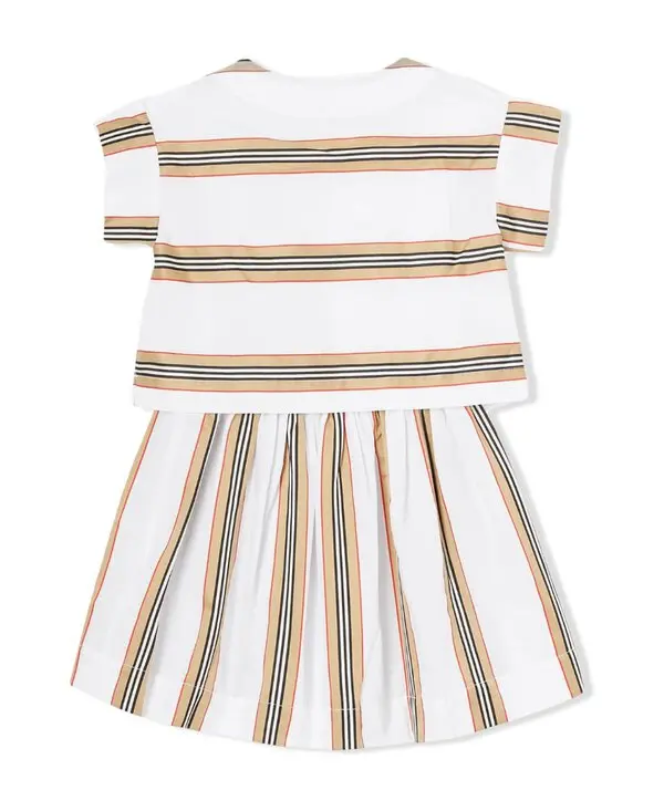 Burberry Icon Stripe Top And Skirt Set