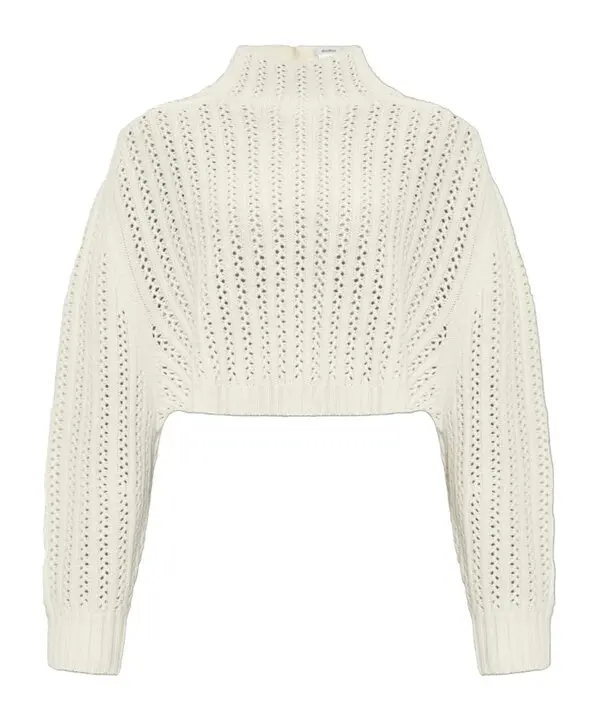 Max Mara Hodeida High Neck Cropped Cardigan - Vanilla
