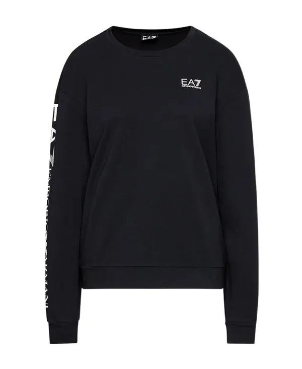 EA7 Round Neck Long Sleeve Sweater With Logo Detail