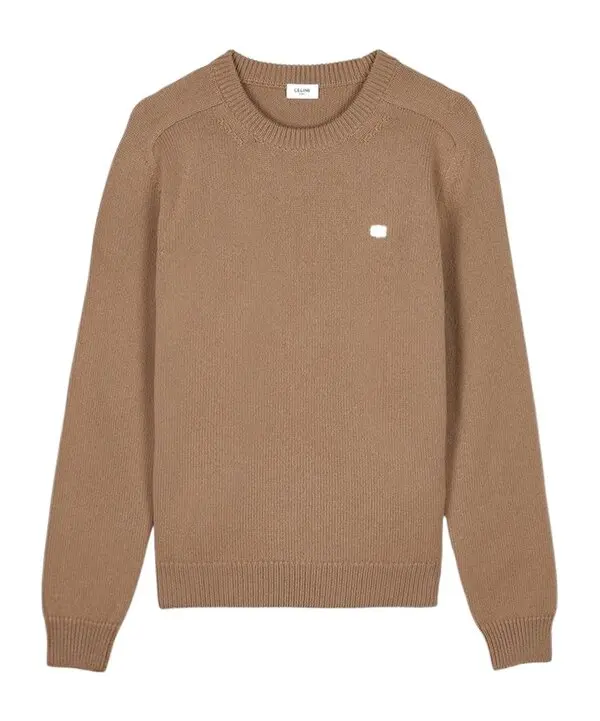 Celine Crew Neck Sweater In Wool And Cashmere - Camel