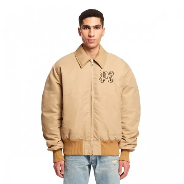 Palm Angels Long-sleeved Bomber Jacket With Embroidered Logo - Nude