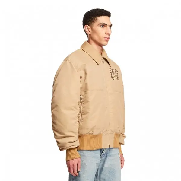 Palm Angels Long-sleeved Bomber Jacket With Embroidered Logo - Nude