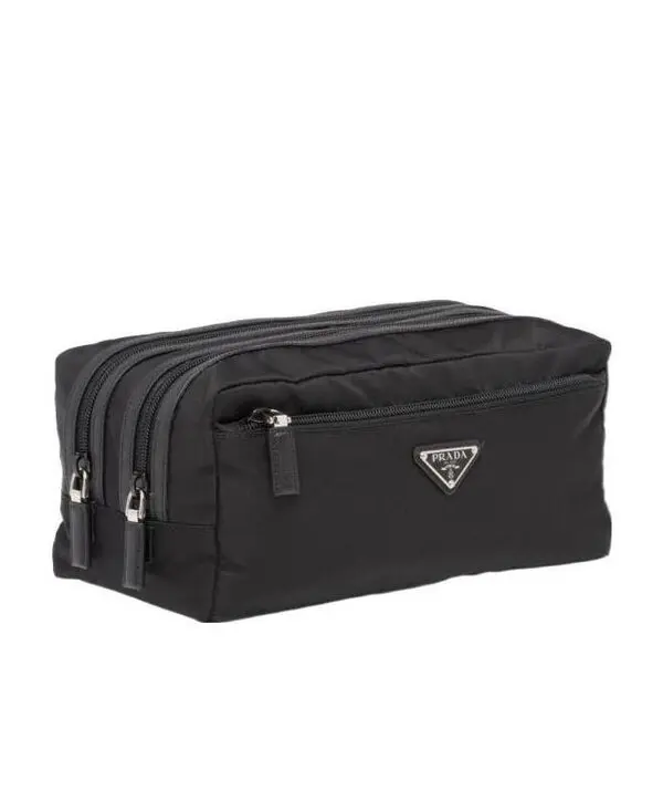 Prada Re-nylon And Saffiano Leather Travel Pouch - Black