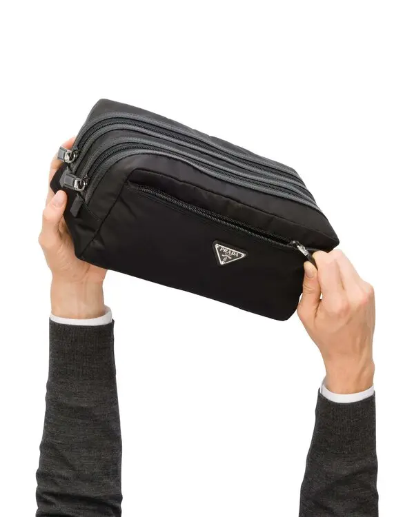 Prada Re-nylon And Saffiano Leather Travel Pouch