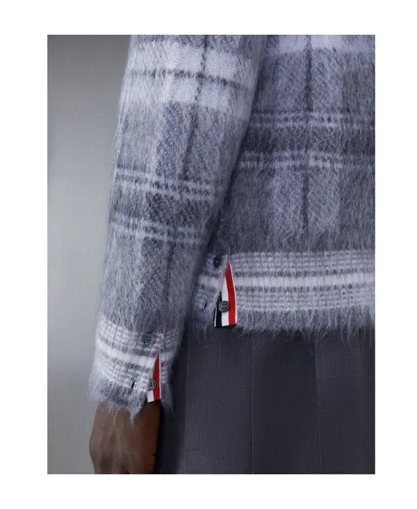 Thom Browne Textured Tartan V-neck Cardigan