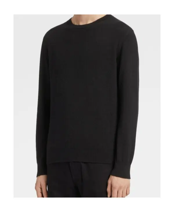 Zegna Crew Neck Long Sleeve Sweater - Black