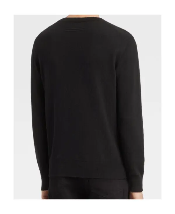 Zegna Crew Neck Long Sleeve Sweater - Black