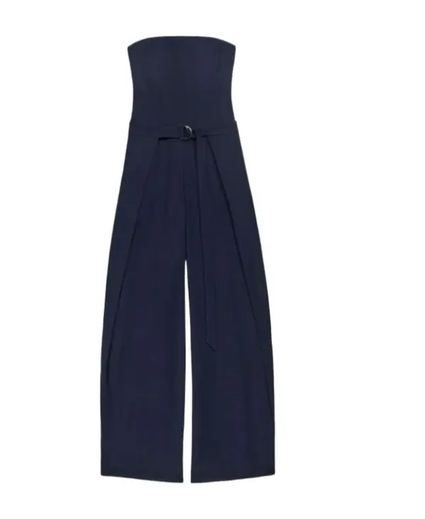 Ami Sleeveless Wide-leg Jumpsuit With Belt Detail - Black