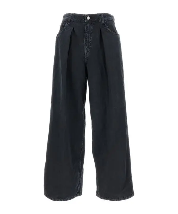 HAIKURE Pleated Wide Leg Jeans - Black