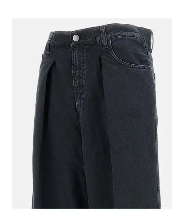 HAIKURE Pleated Wide Leg Jeans - Black