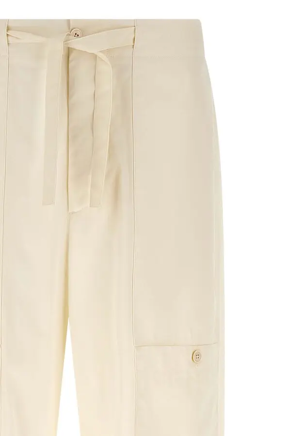 JIL SANDER Drawstring Poplin Cargo Trousers - White