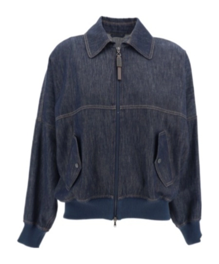 Brunello Cucinelli Zipped Denim Jacket - Blue