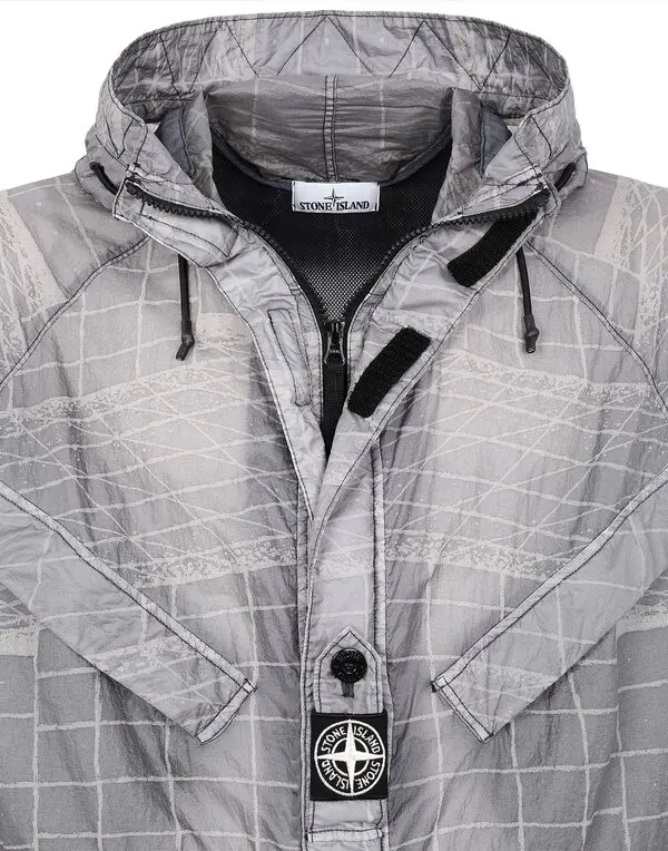 Stone Island Reflective Grid Drawstring Hooded Jacket