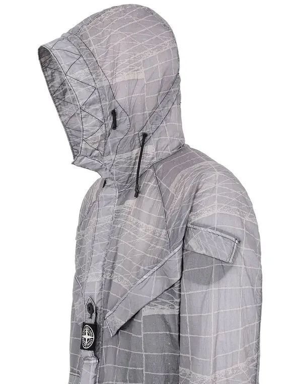 Stone Island Reflective Grid Drawstring Hooded Jacket