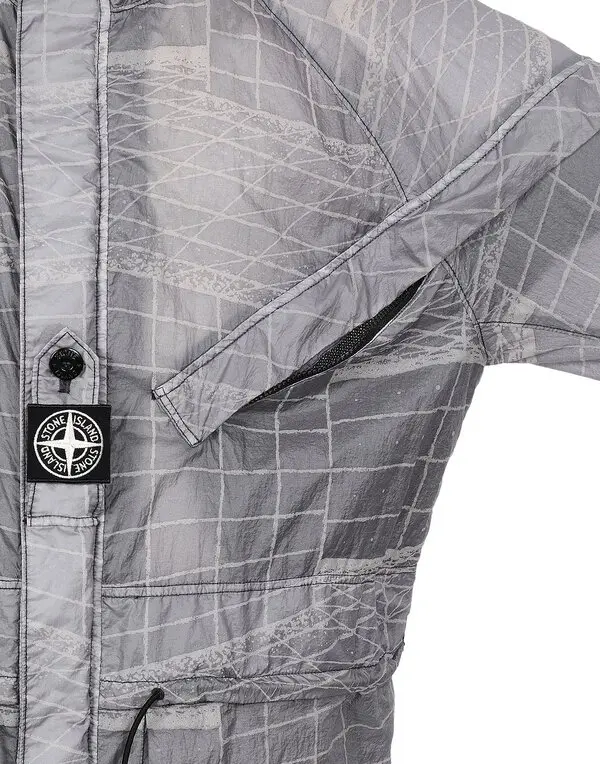 Stone Island Reflective Grid Drawstring Hooded Jacket