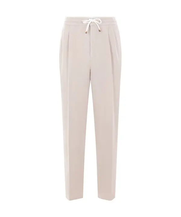 Brunello Cucinelli Elasticated Waistband Drawstring Pants - Beige