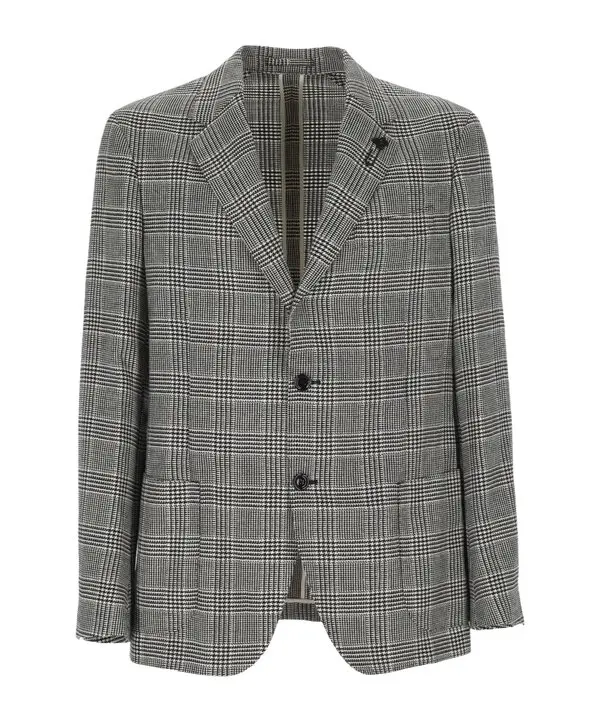 LARDINI Checked Single-breasted Blazer - Black