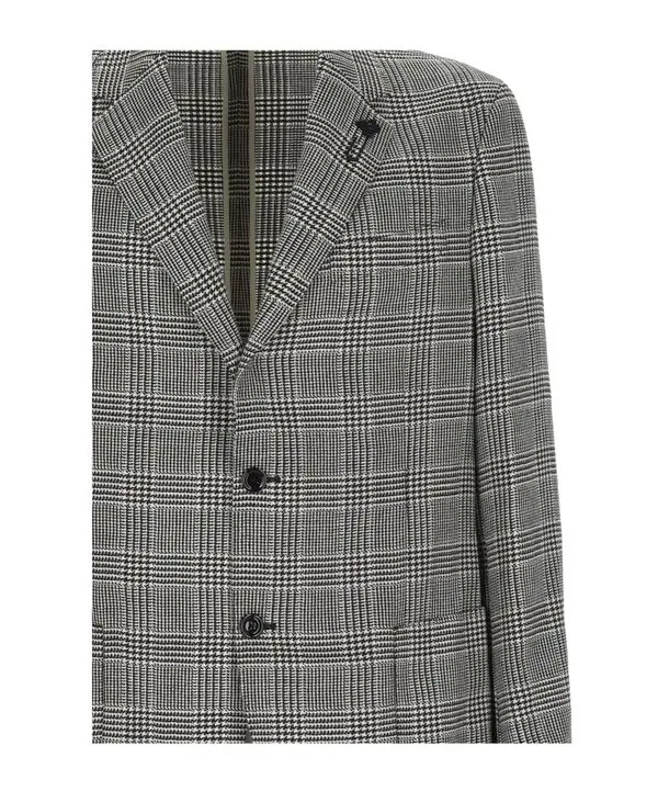LARDINI Checked Single-breasted Blazer - Black
