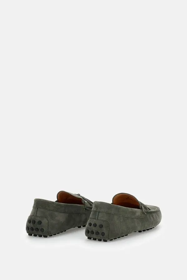 TOD'S Suede Slip-on Loafers With Tie Detailing - Black