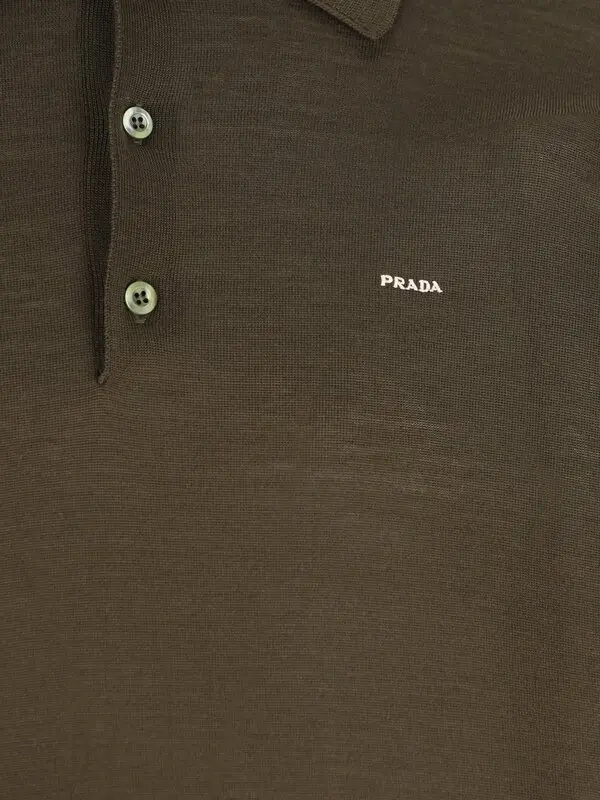 Prada Long-sleeved Knitted Polo Shirt