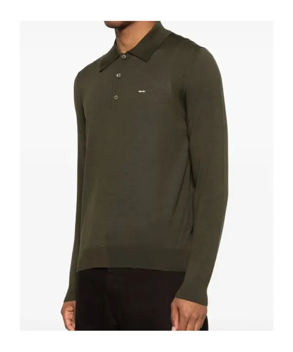Prada Long-sleeved Knitted Polo Shirt