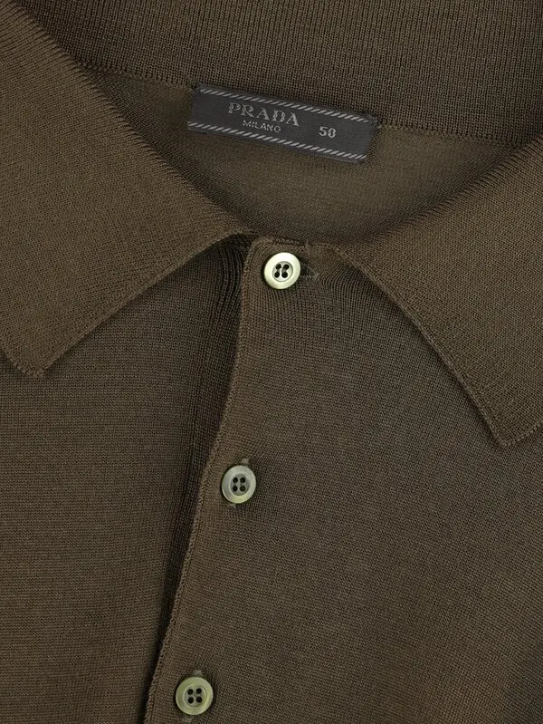 Prada Long-sleeved Knitted Polo Shirt