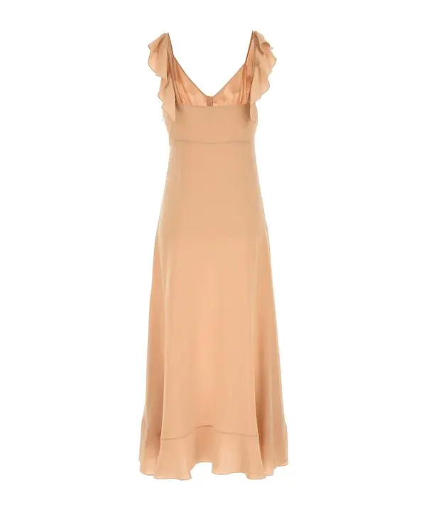 Chloé V-neck Ruffled Maxi Dress - Sandy Brown