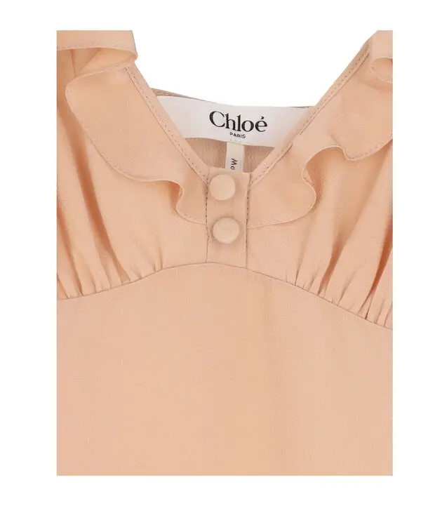 Chloé V-neck Ruffled Maxi Dress - Sandy Brown