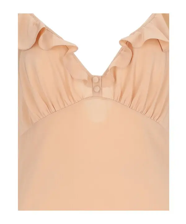 Chloé V-neck Ruffled Maxi Dress - Sandy Brown