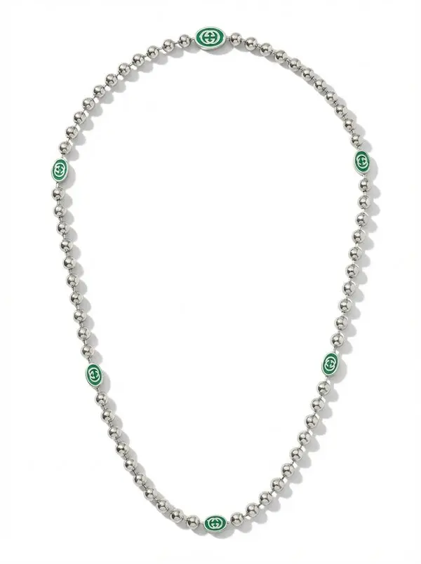 Gucci Interlocking G Enamel Necklace - Gray