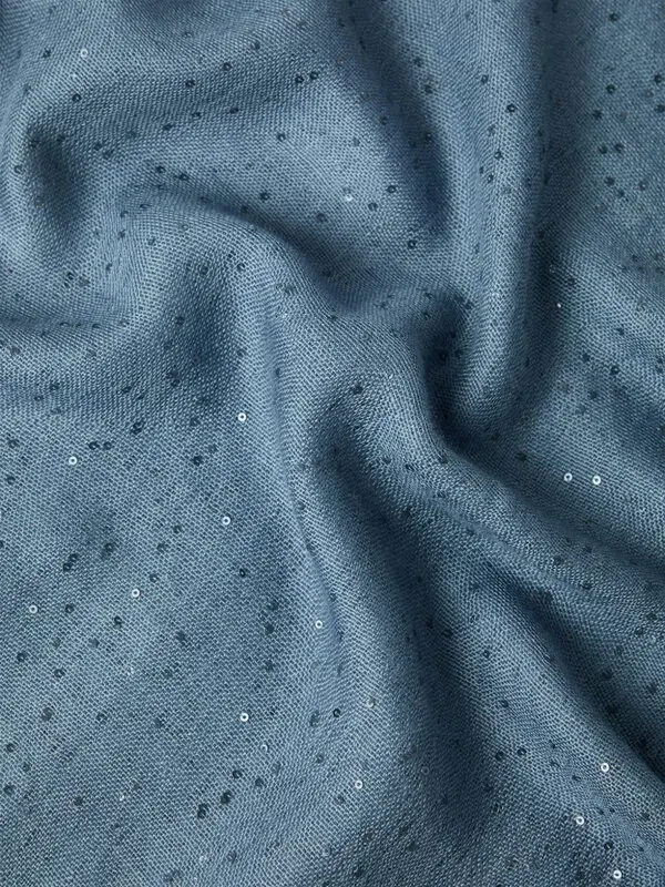 Brunello Cucinelli Sequin Embellished Frayed Edge Scarf - Blue