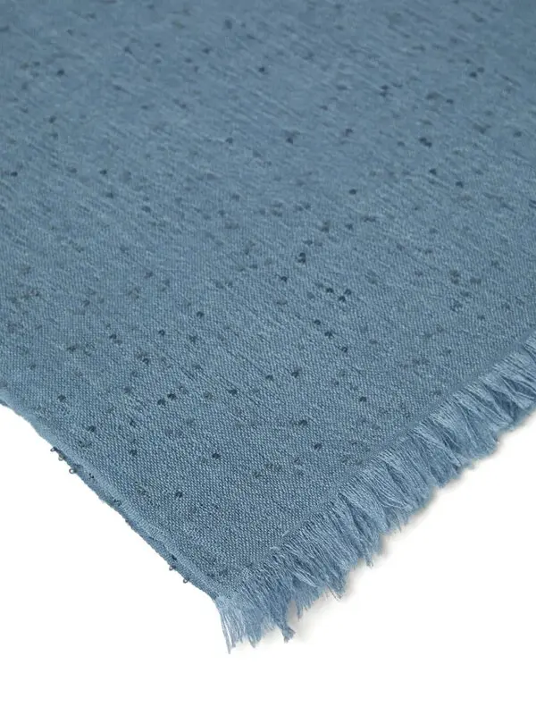 Brunello Cucinelli Sequin Embellished Frayed Edge Scarf - Blue