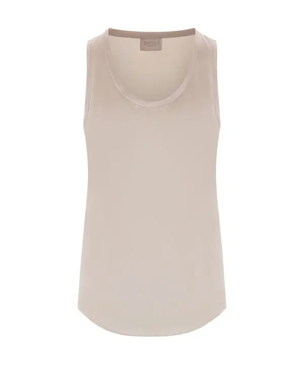 Brunello Cucinelli Sleeveless Scoop Neck Top - Beige