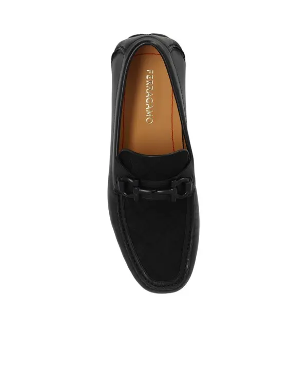 FERRAGAMO Loafers With Logo Detail - Black