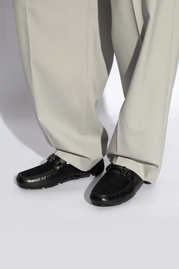 FERRAGAMO Loafers With Logo Detail - Black