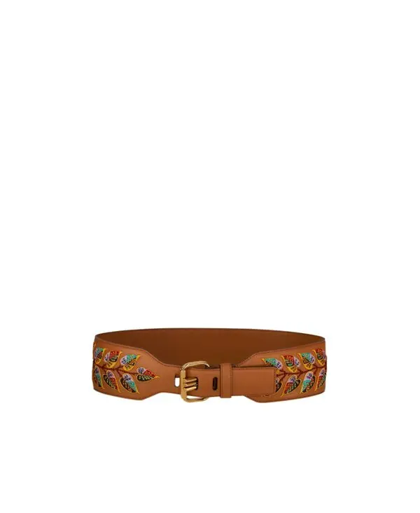 Etro Leaf Embroidered Belt