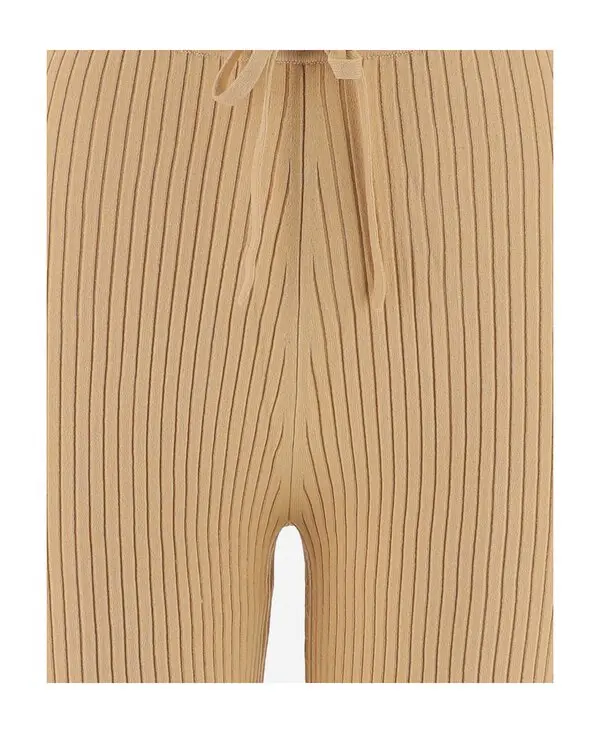 Nanushka Ribbed Knitted Cropped Flare Pants - Nude