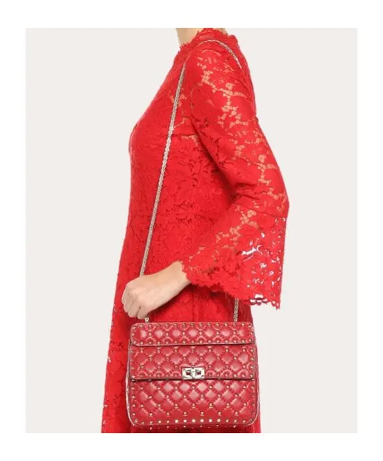 Valentino Garavani Medium Nappa Rockstud Spike Bag - Red