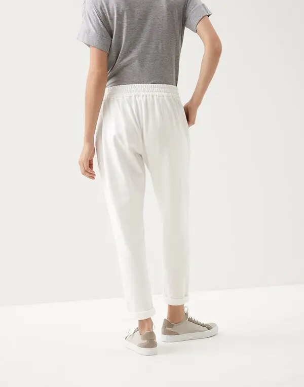 Brunello Cucinelli Monili Bead-embellished Drawstring Track Pants - White