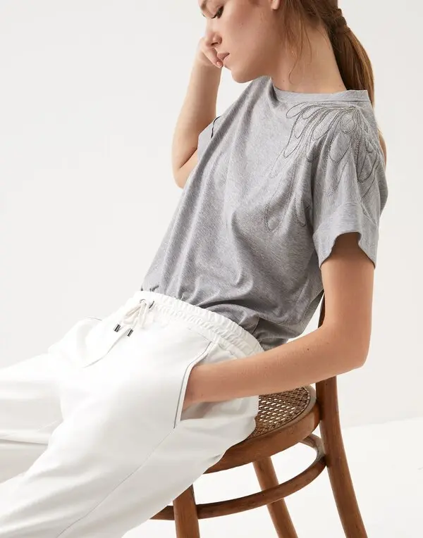 Brunello Cucinelli Monili Bead-embellished Drawstring Track Pants - White