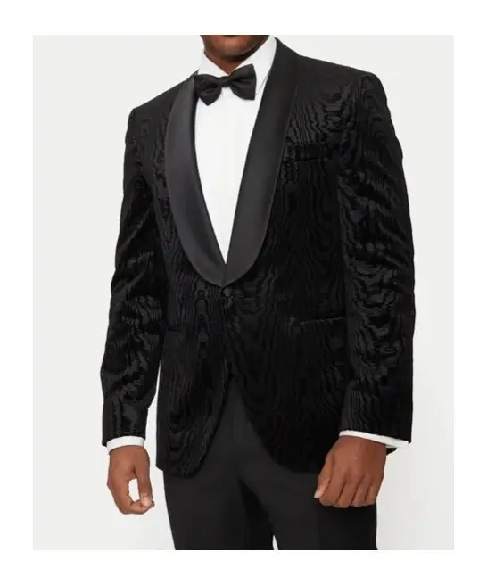 Hugo Boss Textured Shawl Lapel Blazer - Black